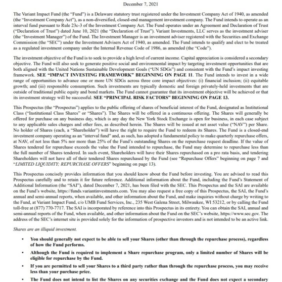 Variant Impact Fund (IMPCX) - Variant Funds
