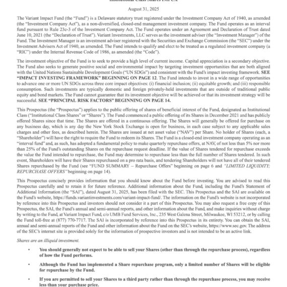 Variant Impact Fund (IMPCX) - Variant Funds